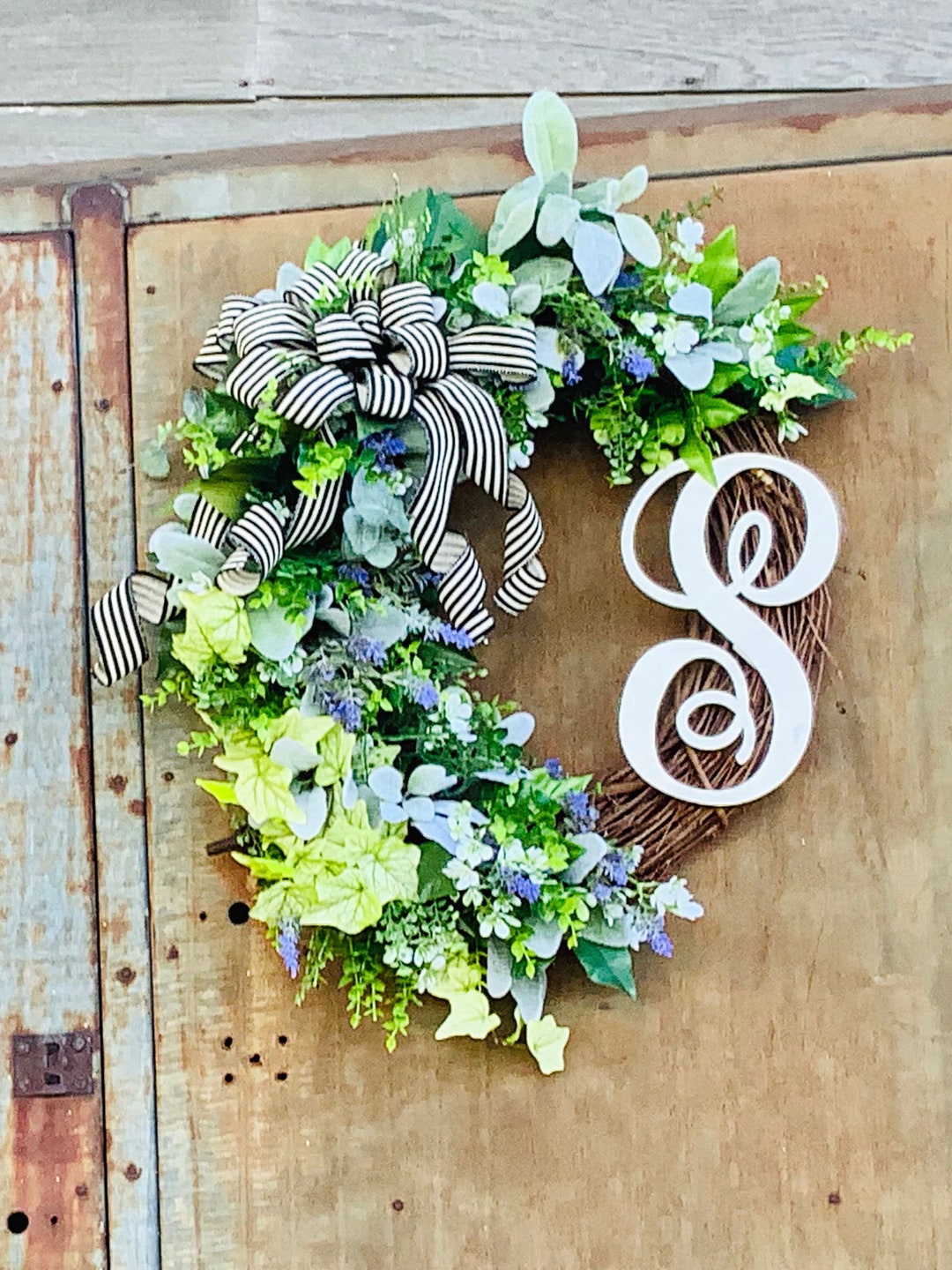 Customized Letter Door Wreath, Housewarming Gift With Initial, Year ...