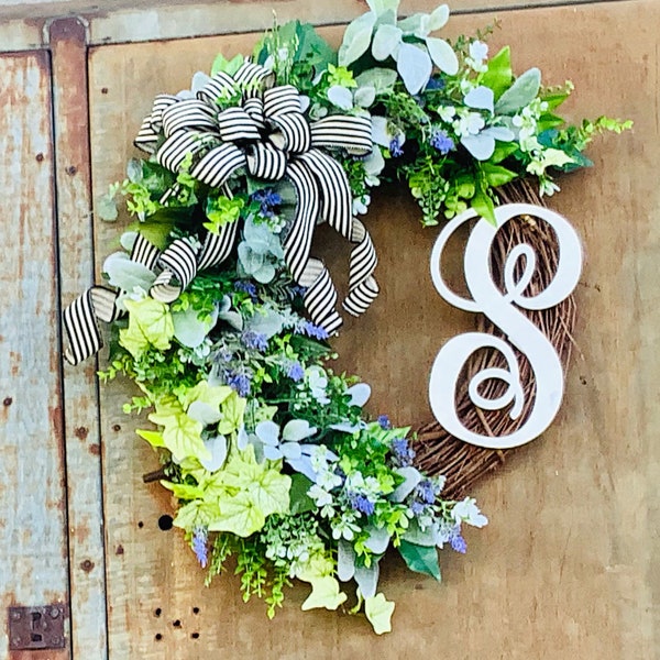 Initial Wreath - Etsy