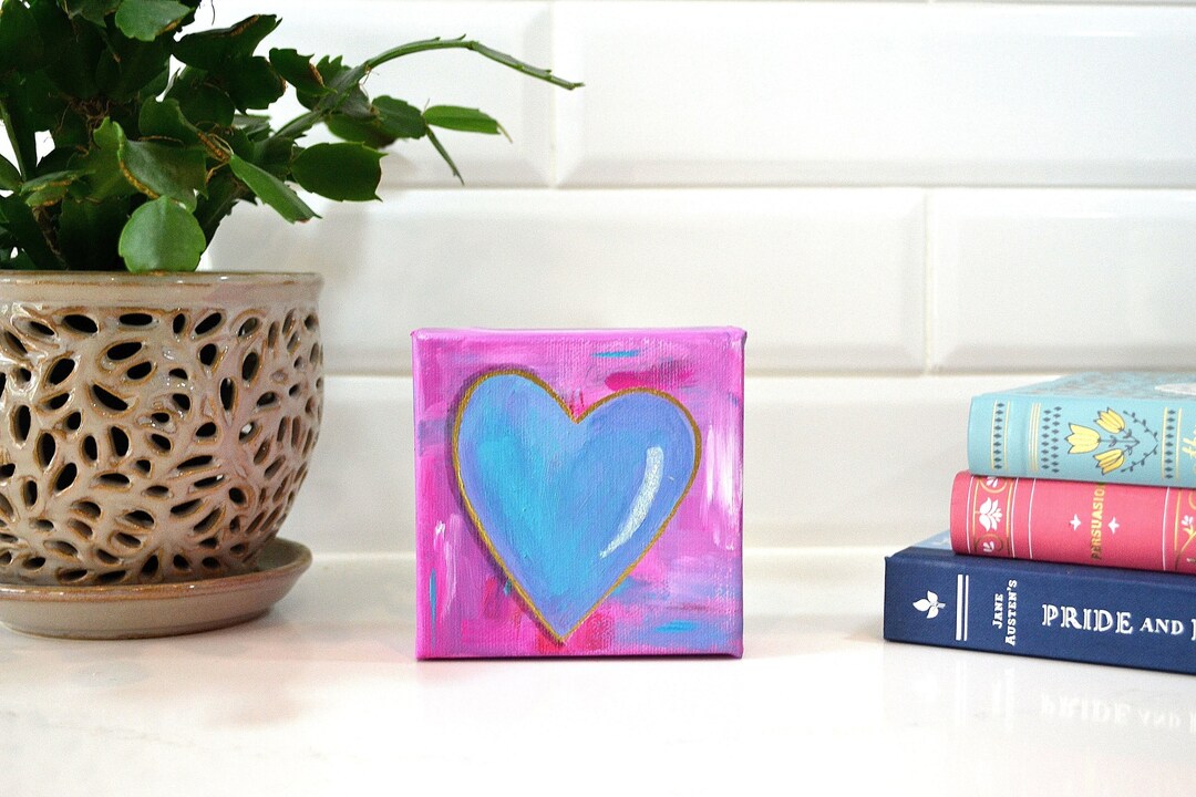 Original Heart Painting, Happy Artwork, Abstract Wall Art, Acrylic ...