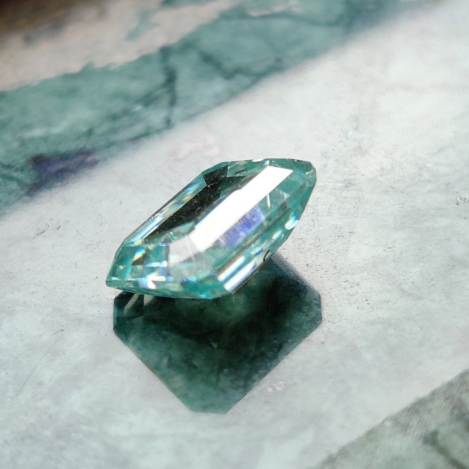 2.50 Carat Light Blue Emerald Cut Loose Moissanite 9.11 X 7.23 | Etsy
