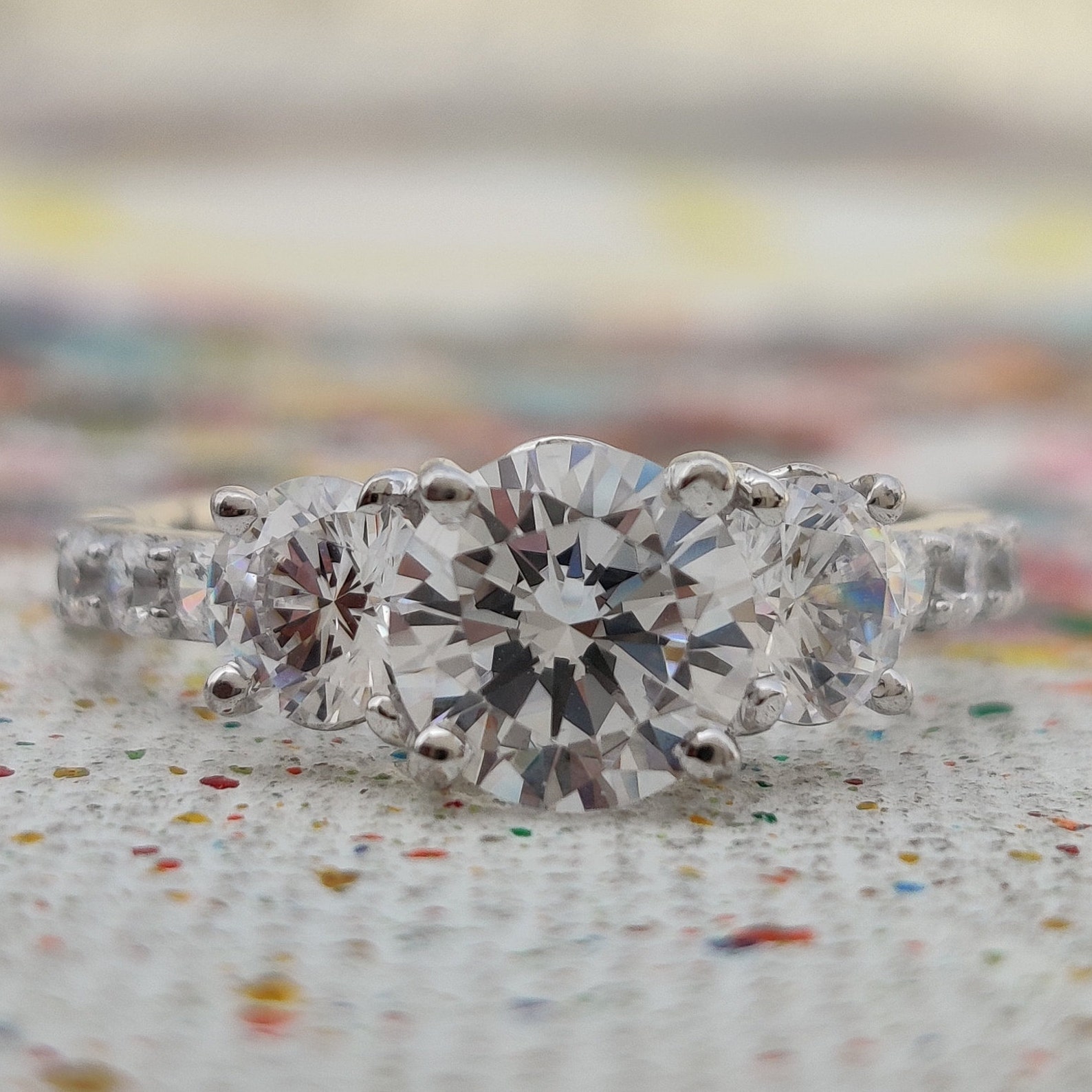 Round Moissanite Ring Moissanite Engagement Ring 2 CT | Etsy