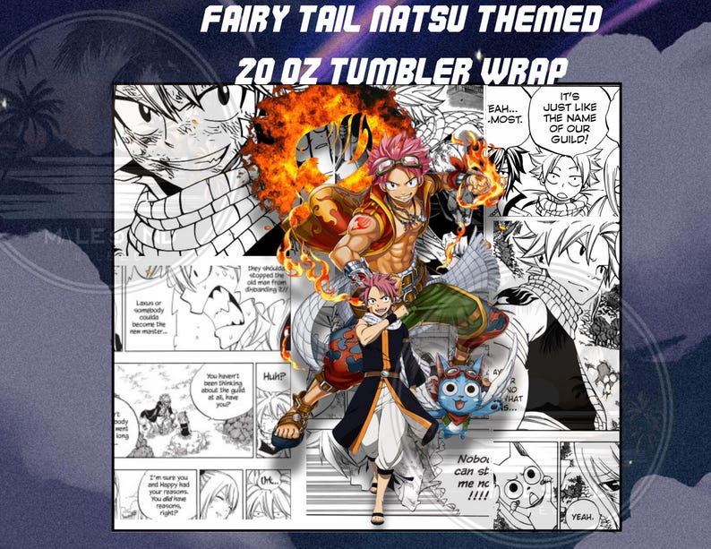 Fairy Tail Natsu Themed PNG and 20oz Tumber Wrap - Etsy
