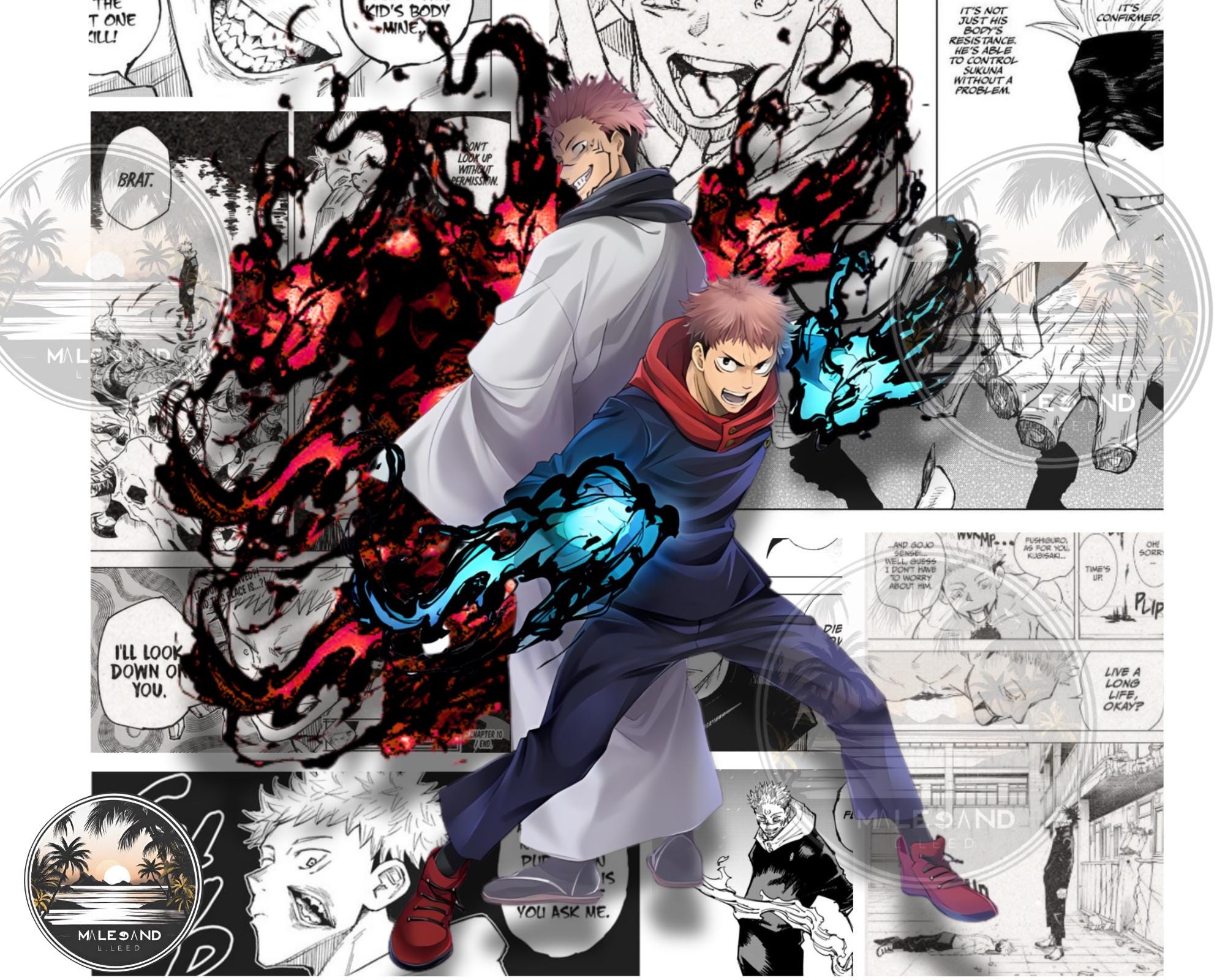 Jujutsu Kaisen Yuji and Sukuna PNG Design and 20oz Tumbler Wrap - Etsy