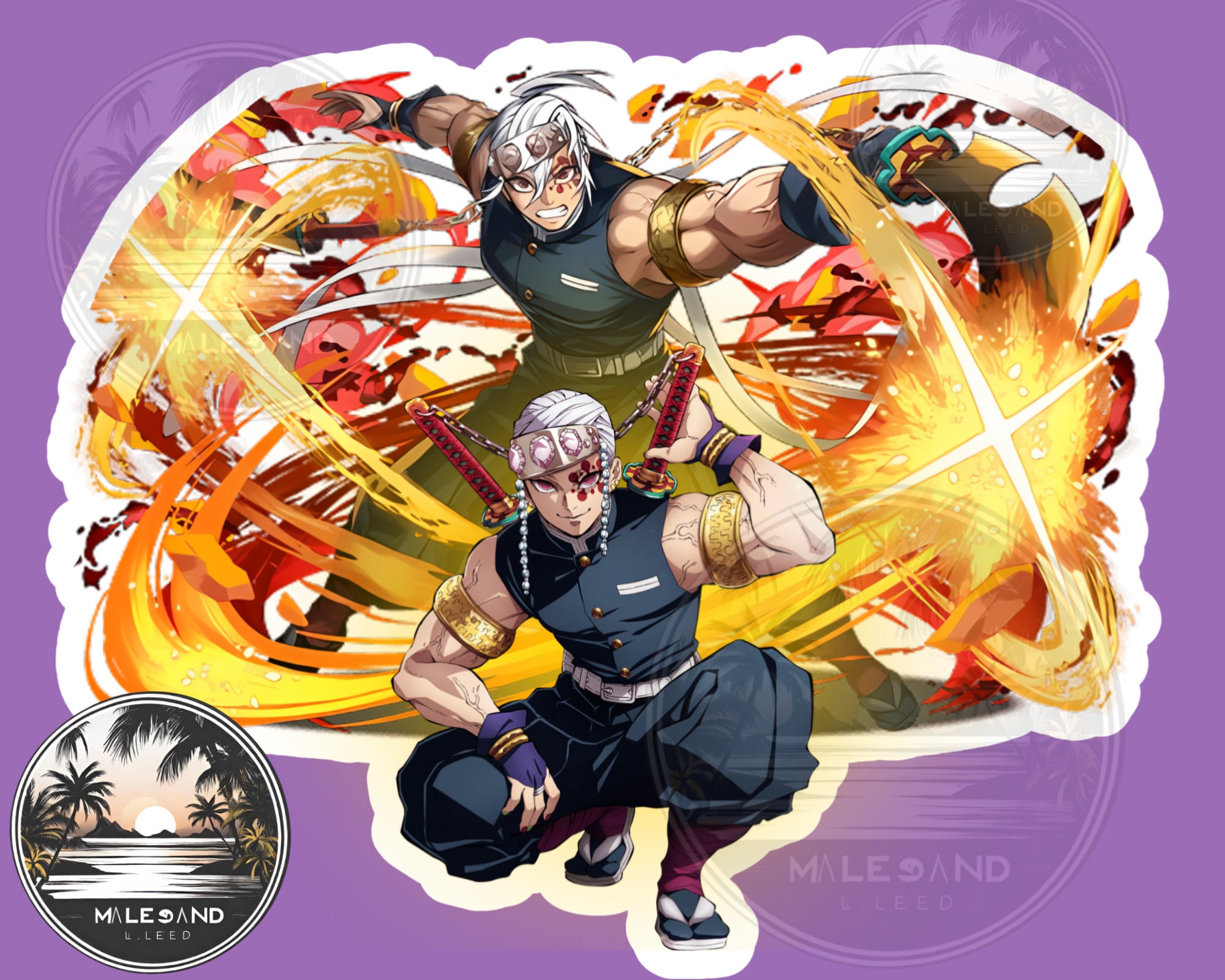 Demon Slayer Tengen Uzui PNG Design, STICKER, and 20oz Tumbler Wrap - Etsy