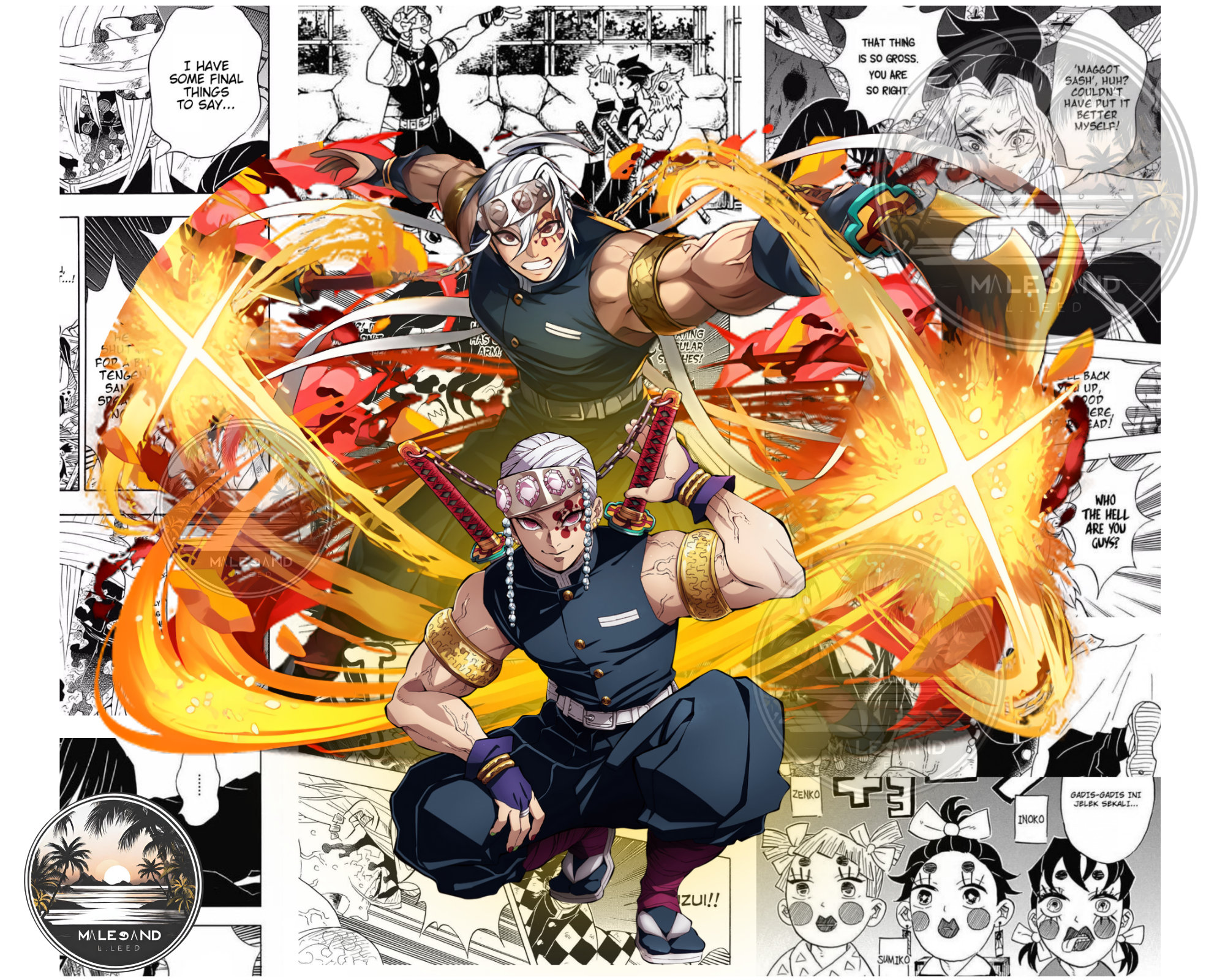 Demon Slayer Tengen Uzui PNG Design, STICKER, and 20oz Tumbler Wrap - Etsy