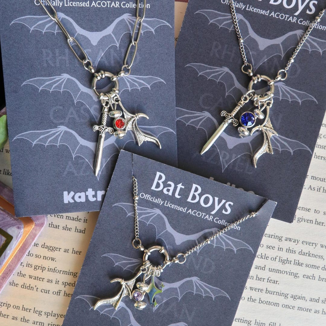 ACOTAR Officially Licenced Bat Boys Charm Necklace, Stainless Steel ...