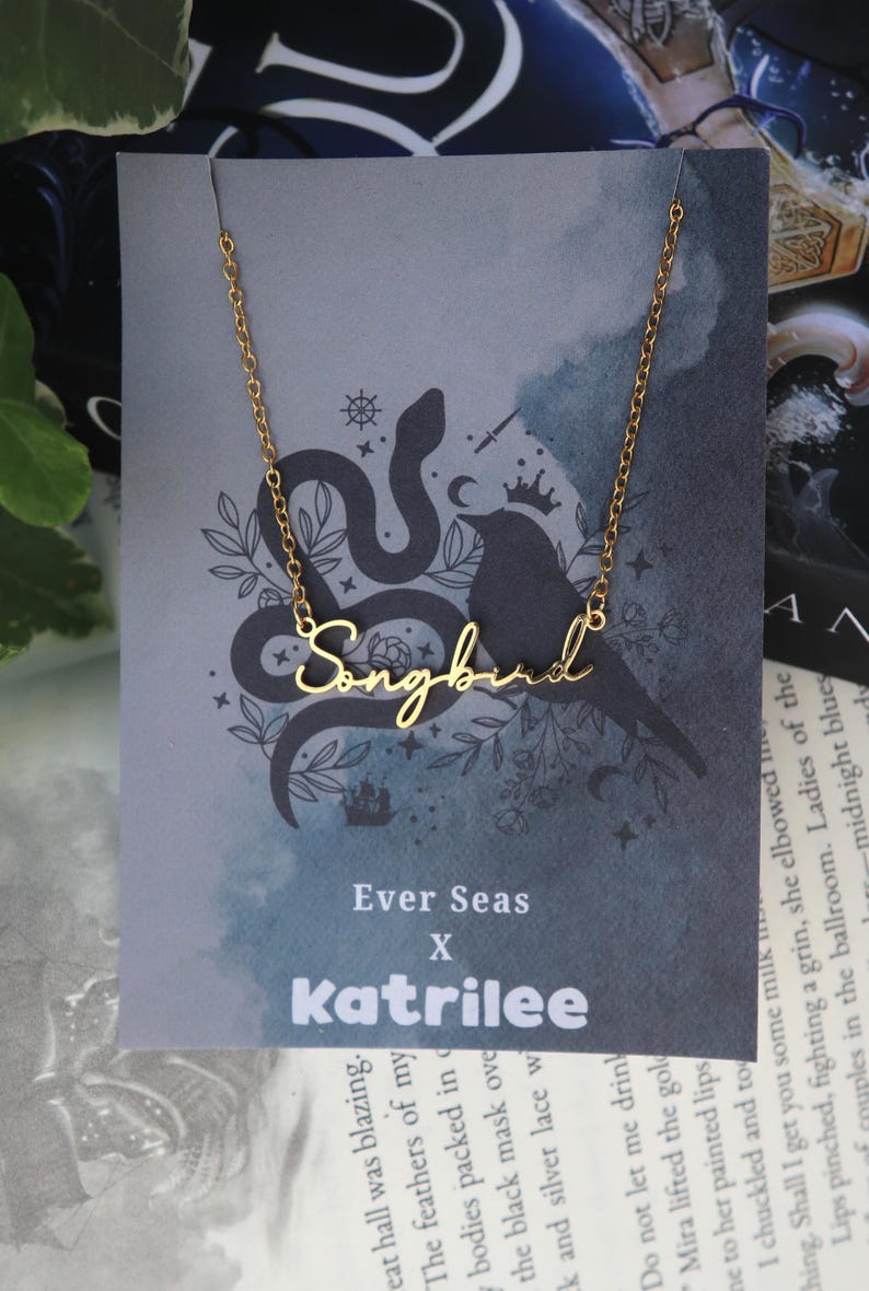 Songbird Name Necklace: Ever Seas Bookish Merch, Stainless Steel - Etsy
