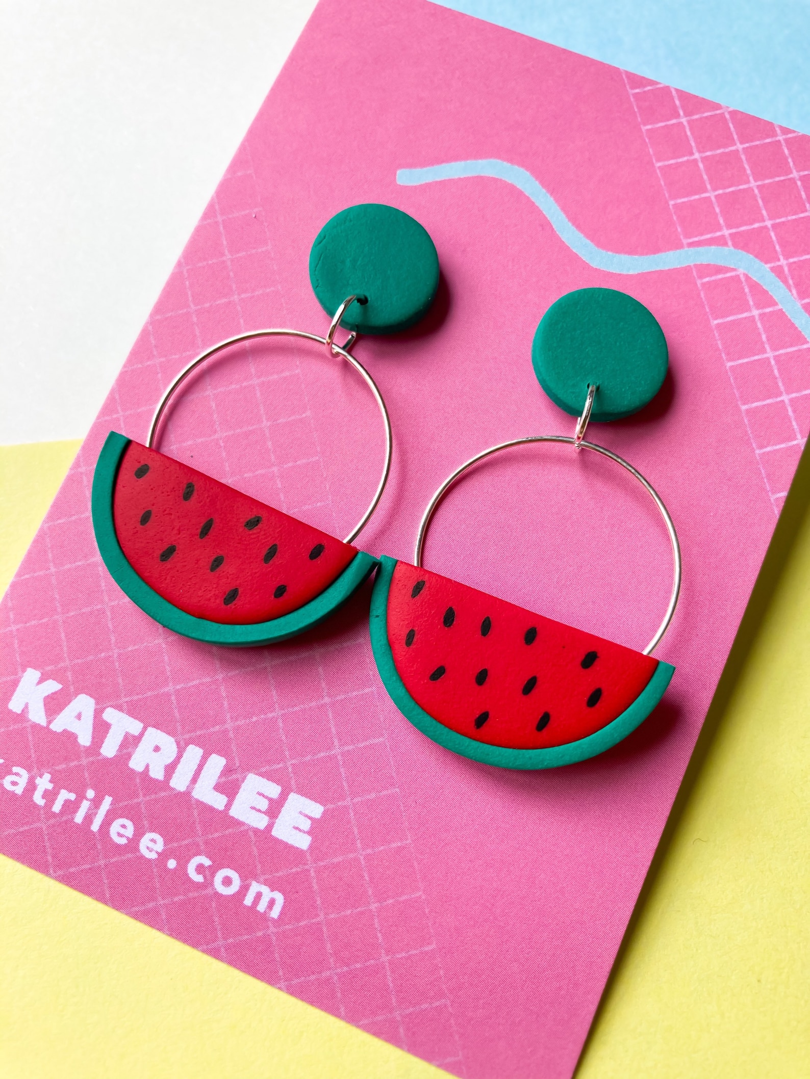 Watermelon Polymer Clay Hoop Stud Earrings. Fruit Kawaii - Etsy UK
