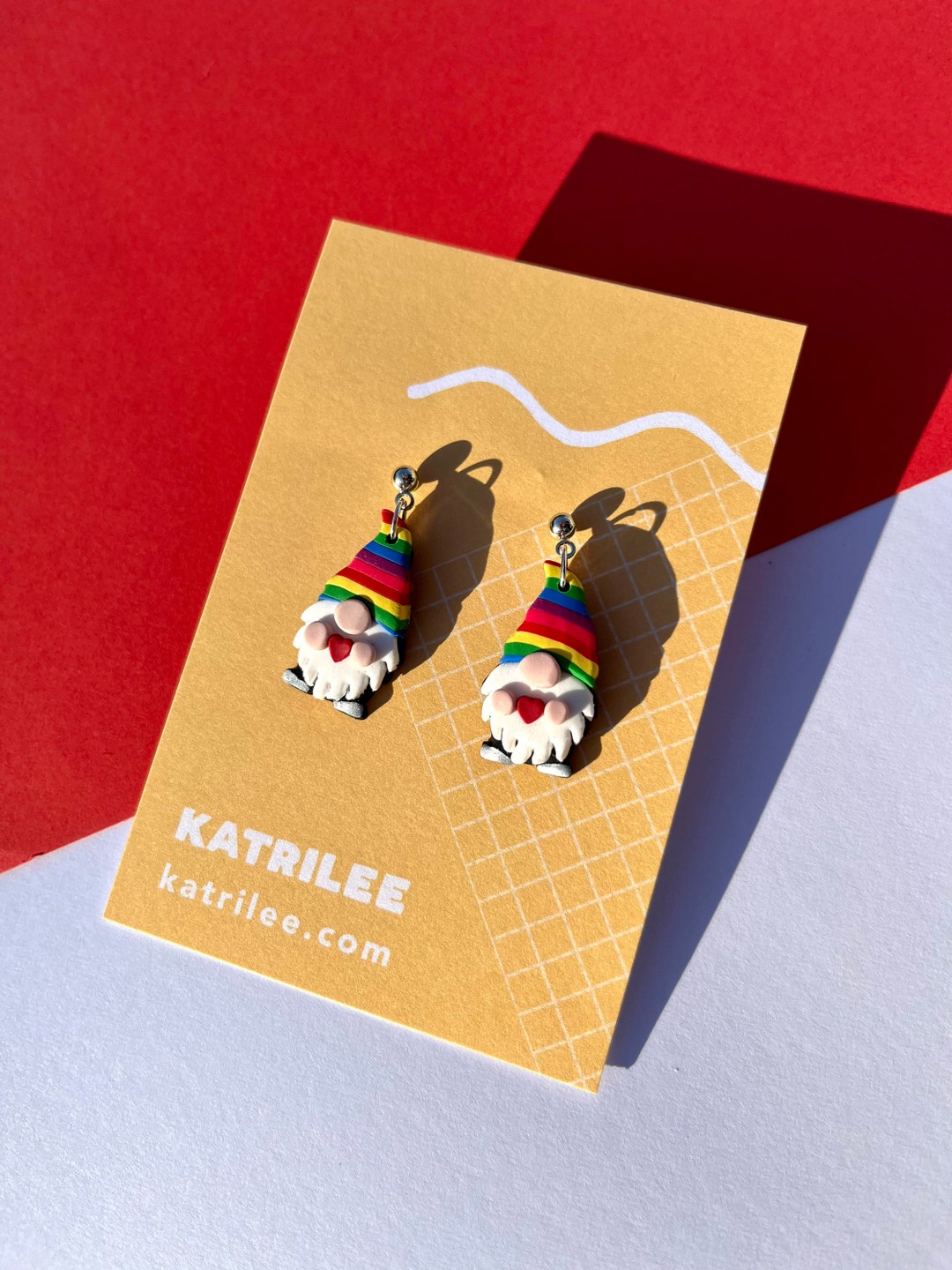 Rainbow Gnome Gonk Christmas Earrings, Cute Kawaii Gnomecore Pride LGBT ...