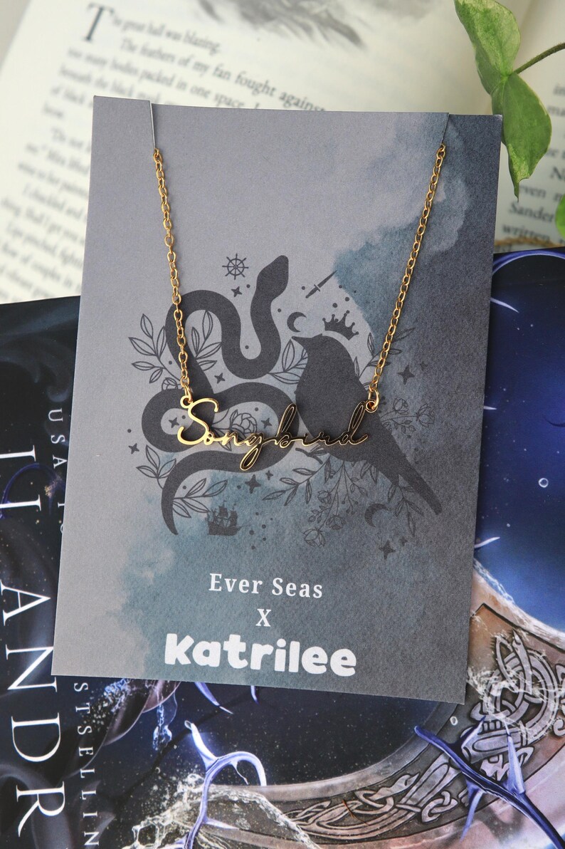 Songbird Name Necklace: Ever Seas Bookish Merch, Stainless Steel - Etsy