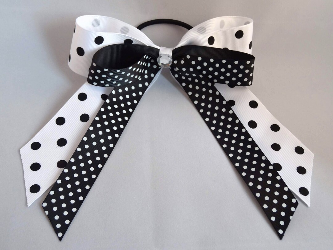 Black and White Polka Dot Cheer Bow - Etsy