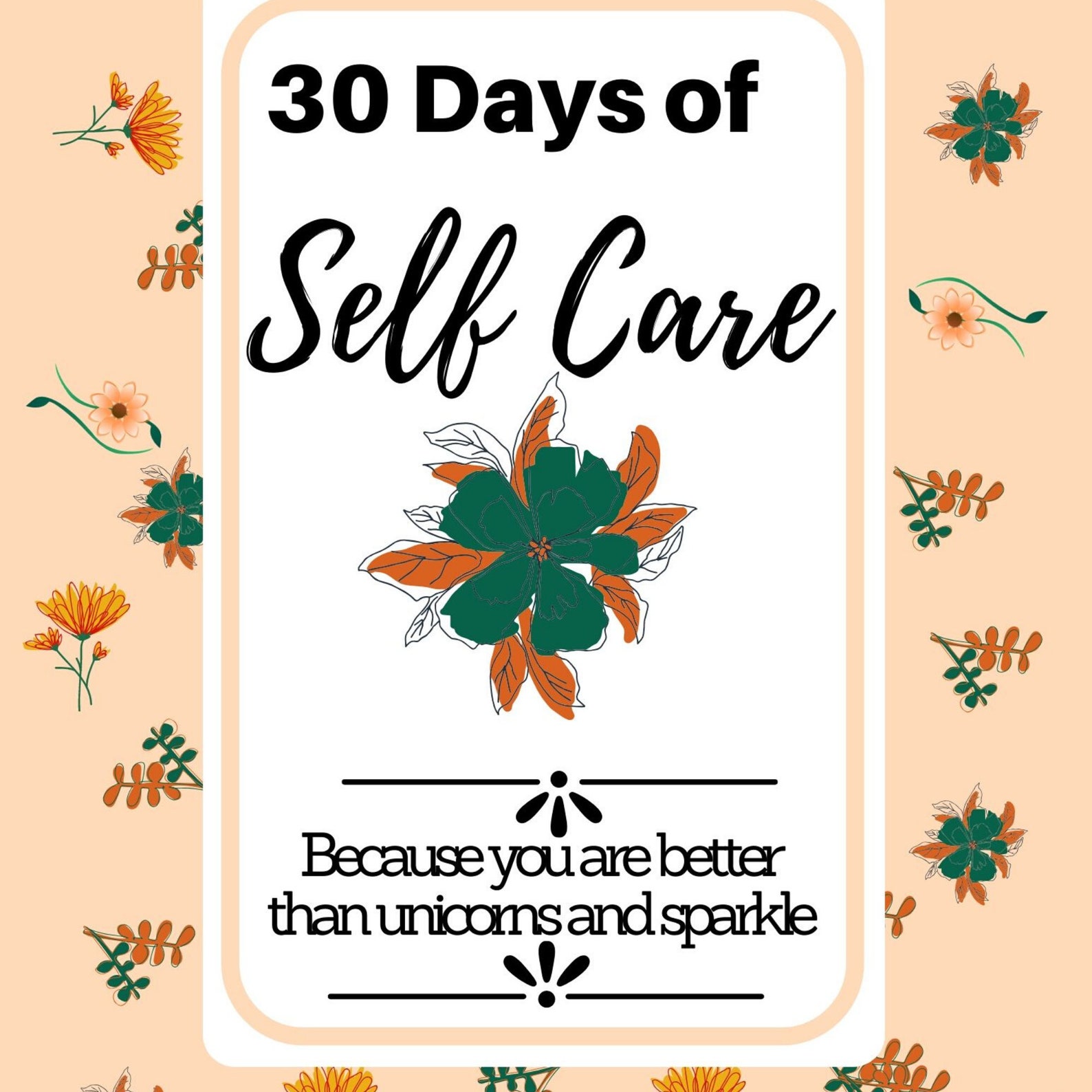 30 Day Self Care Printable PDF Checklist 8.5" by 11" - Etsy