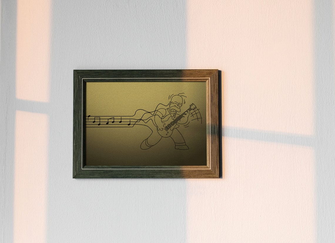 Homer Simpson Playing Guitar / Illustration / Music / the Simpsons - Etsy
