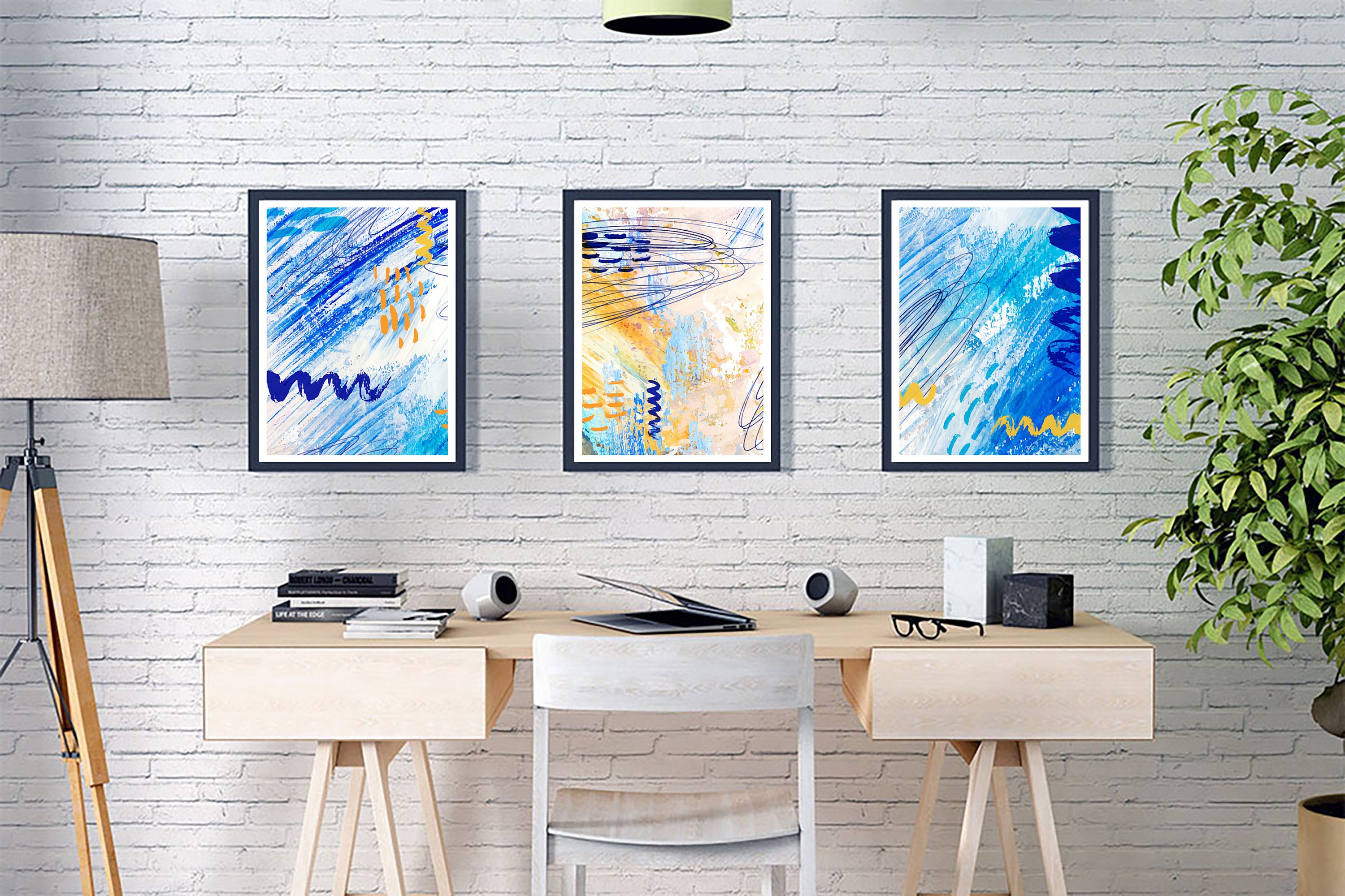 Set of 3 Abstract Multicolour / Poster / Wall Art / - Etsy