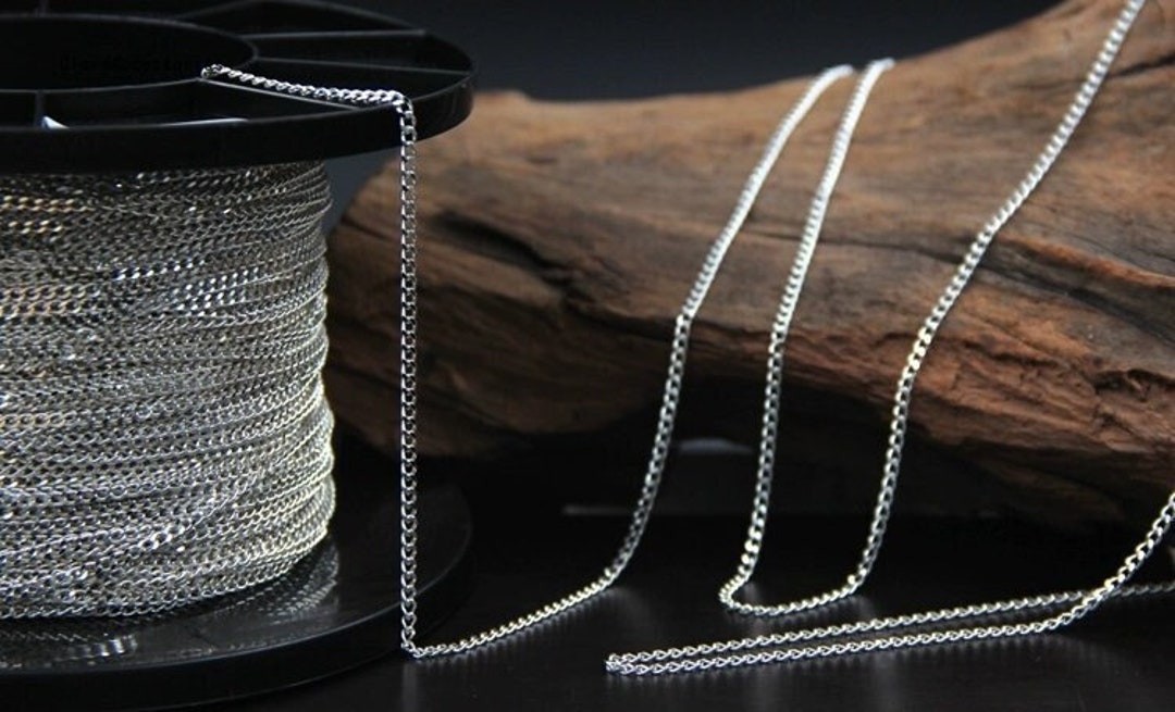 2.0mm Silver Curb Chain, Hole Size 0.3mm, 925 Sterling Silver Chains ...