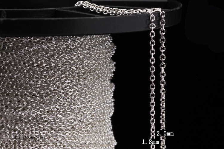925 Silver Cable Chains, 1.8mm 2mm, Sterling Silver Chain, for Making ...