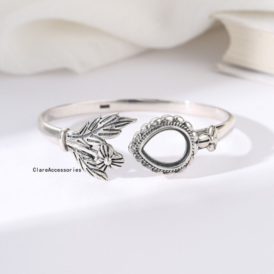 Sterling Silver Bangle Blanks, Floral Adjustable Blank, 12x15mm ...