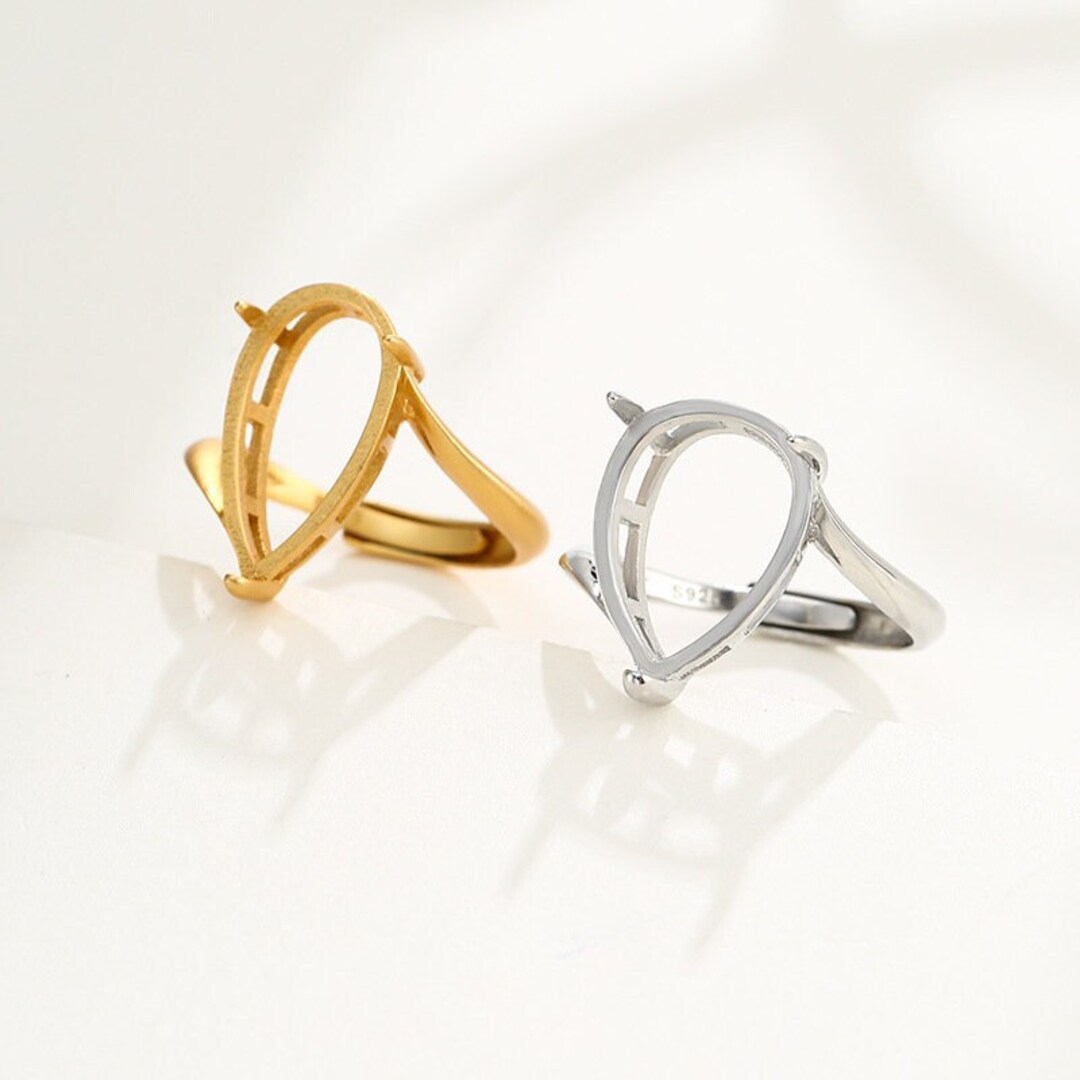 Waterdrop Silver Ring Blanks, Teardrop 925 Sterling Silver Ring Blank for Stone Setting ...