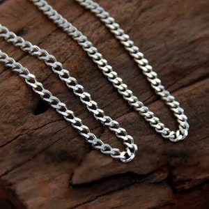 3.0mm Silver Curb Chain, Hole Size 1.5mm, 925 Sterling Silver Chains ...