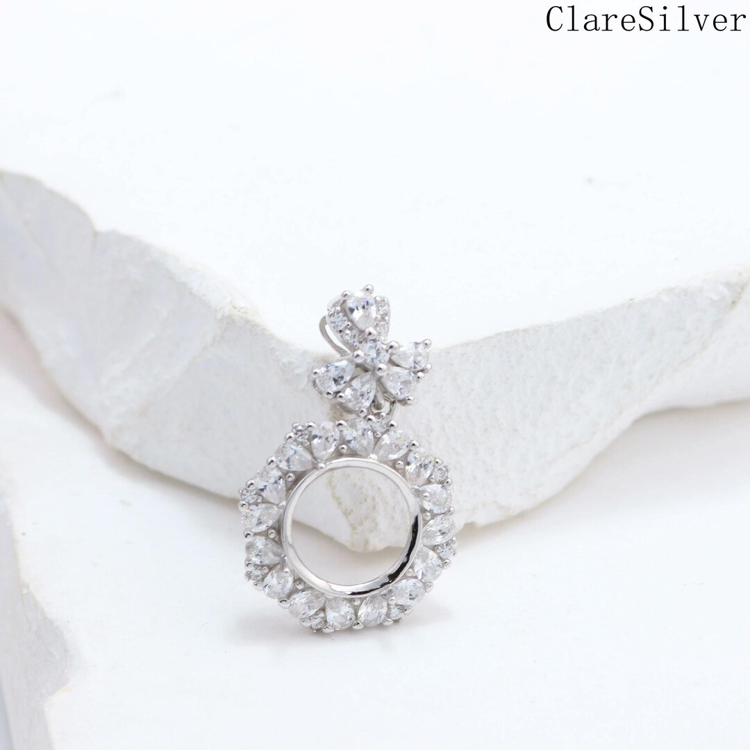 Sterling Silver Pendant Setting, 10x10mm Round, 925 Silver Pendant ...