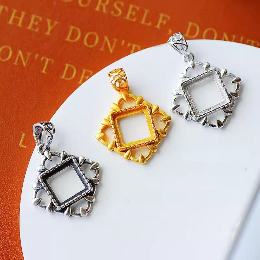 Sterling Silver Floral Pendant Blanks, 10x10mm Square, 925 Silver ...