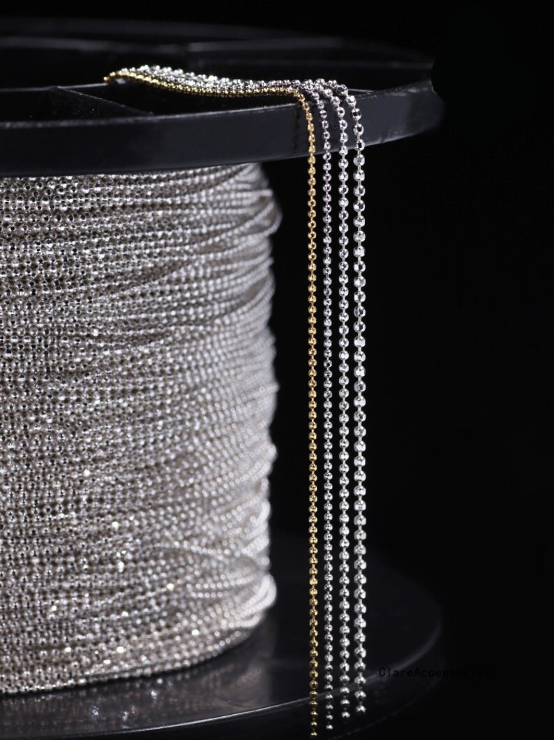 Silver Beaded Chains, 1mm 1.2mm 1.5mm, Sterling Silver Chain, for ...