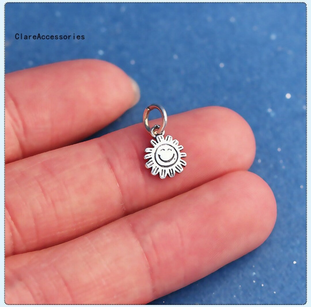 8mm Sterling Silver Smile Charms, Bracelet Charm, Sterling Silver ...