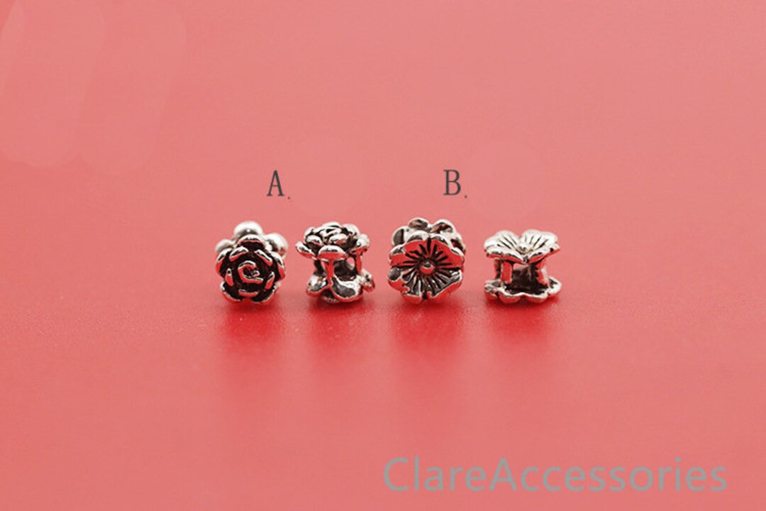 925 Silver Beads, Rose Bead, Antique Silver Beads, Flower Beads, Silver ...