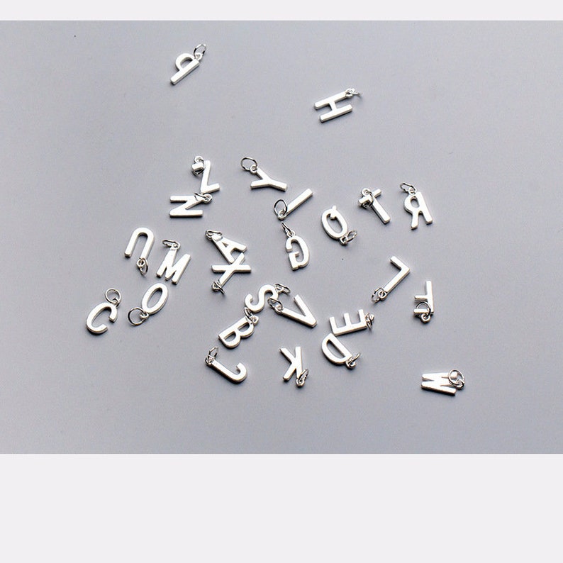 Mm Sterling Silver Letter Charms Earring Charm Necklace - Etsy
