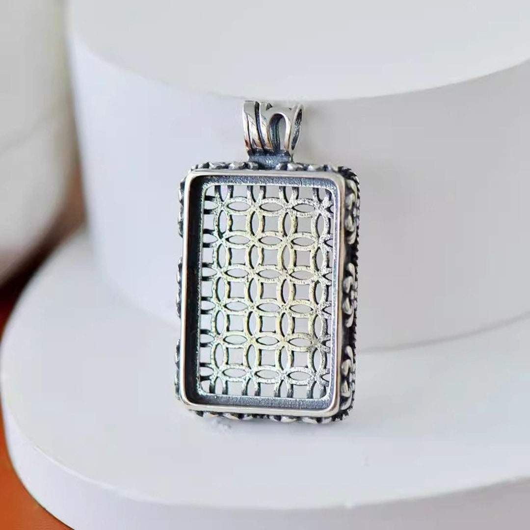 Sterling Silver Floral Pendant Blanks, 14x23mm 20x30mm Rectangle, 925 ...