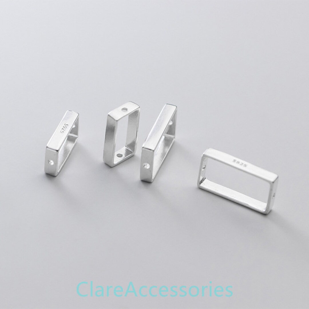 Sterling Silve Bead Frames, Rectangle Bead Frame, Beaded Rings, 925 ...