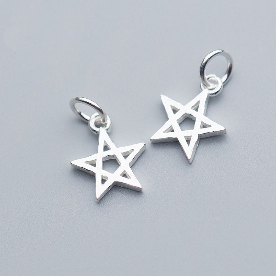 Sterling Silver Star Charms, Earring Charm, Anklet Charm, , 925 Antique ...