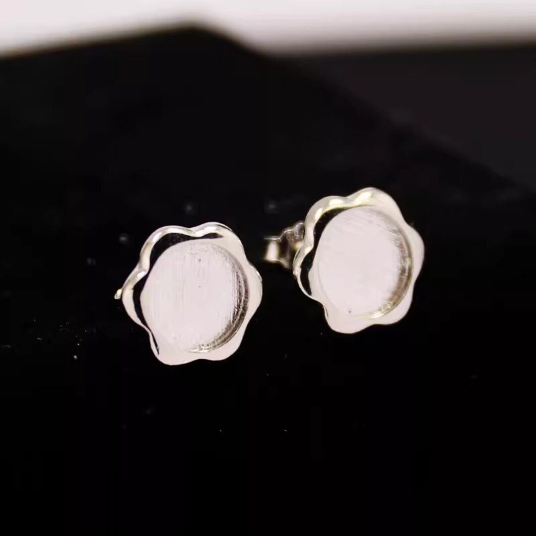 Sterling Silver Flower Earring Setting, 6x6mm 7x7mm 8x8mm Round, 925 ...