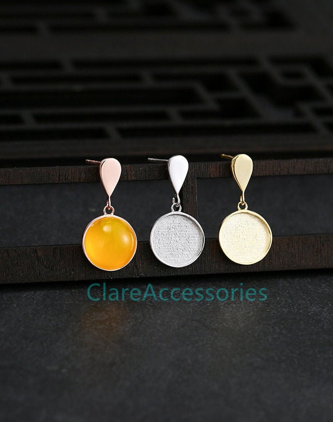 Sterling Silver Earring Blanks, Vermeil Gold Simple Earrings Blank for ...