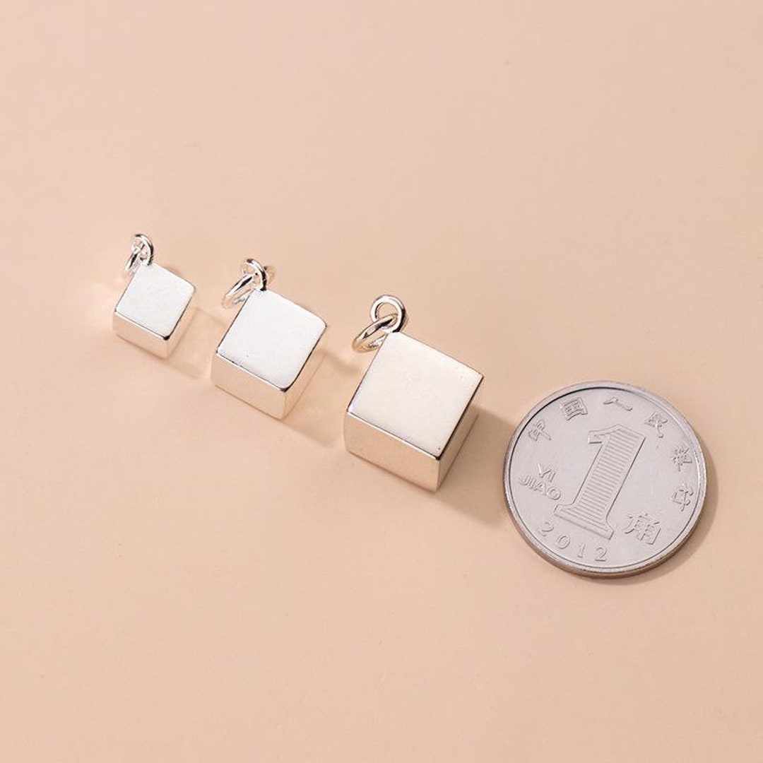 Sterling Silver Cube Charms, 6-10mm, Necklace Charm, 925 Silver Charms ...