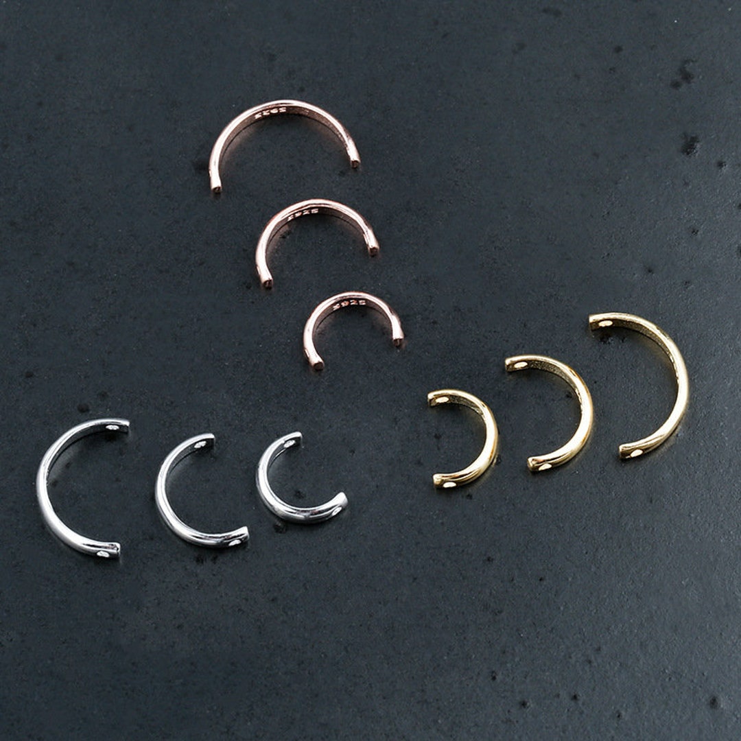 Sterling Silver Half Round Bead Frames, Beaded Rings, 925 Silver Beads ...