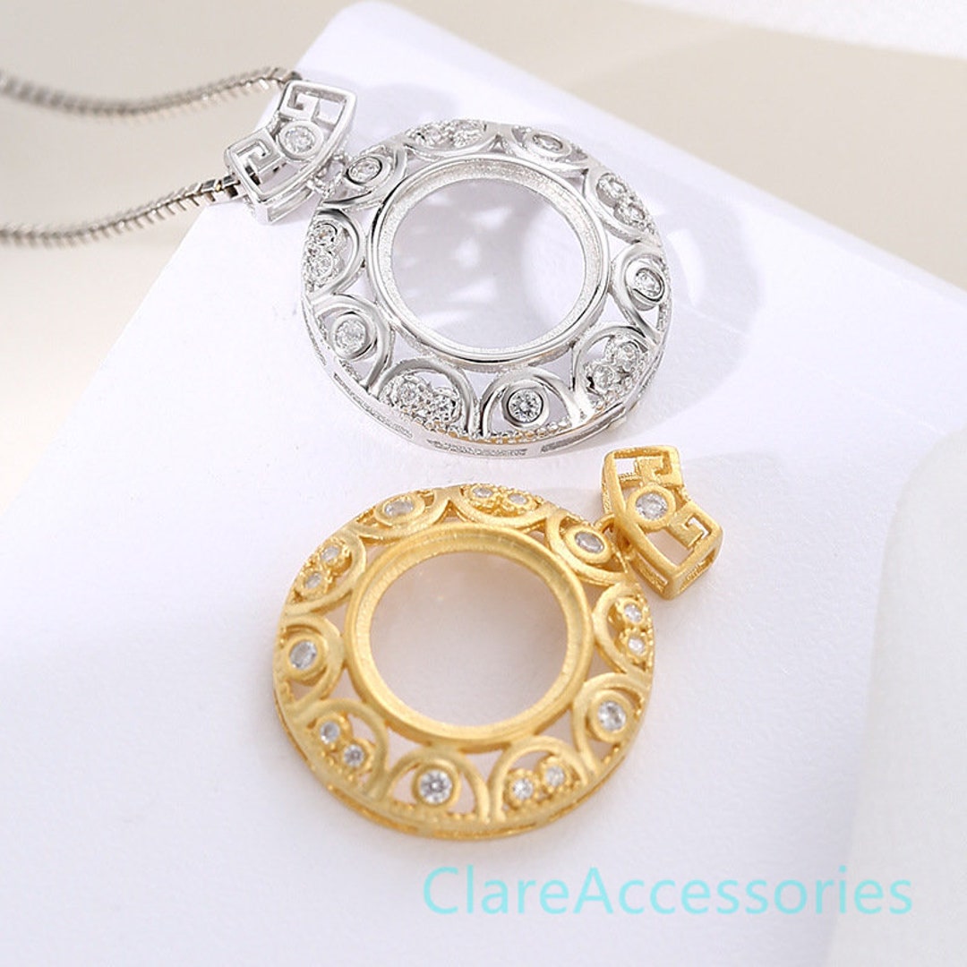925 Silver Pendant Blanks, 10mm Round, Sterling Silver Pendant Bezel ...