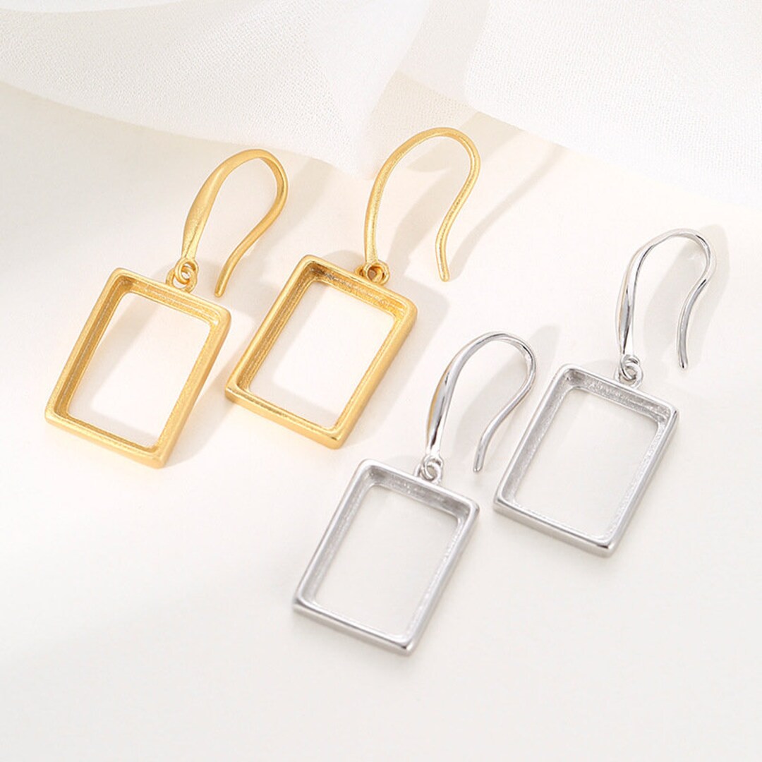 Sterlingsilber Ohrring-Rohlinge, 10x14mm 12x16mm Rechteck, 925 Massiv ...
