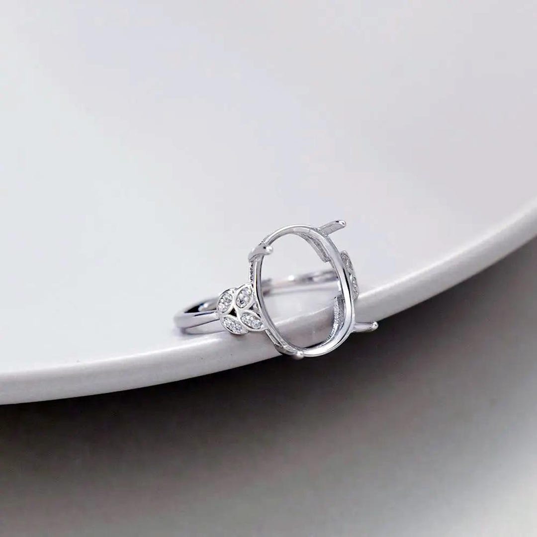 Sterling Silver Ring Base, 11x13mm Oval, Ring Blank, Ring Bezel ...