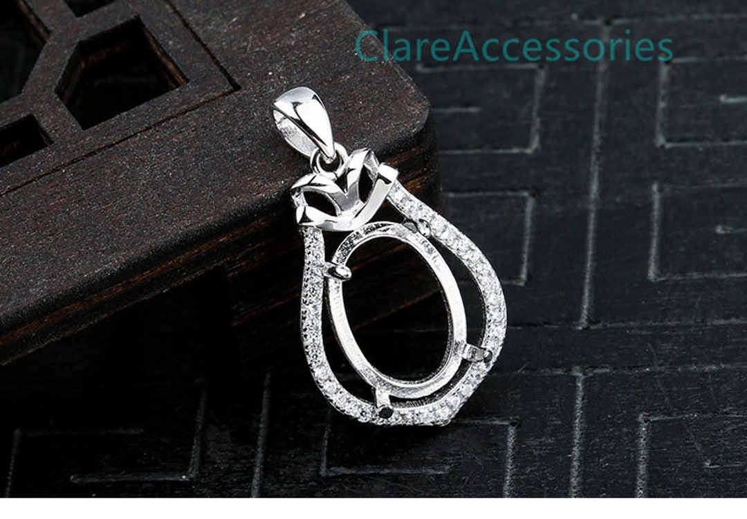 Sterling Silver Pendant Blanks, 10x14mm Oval, Stone Pendant Setting ...
