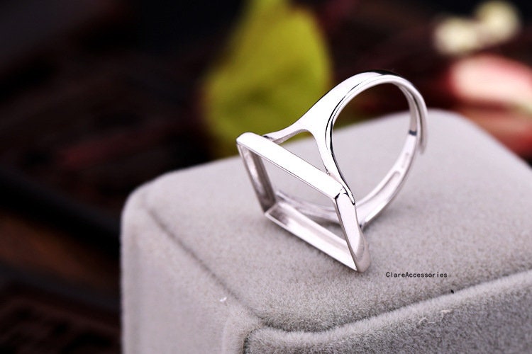 Sterling Silver Rings Setting 13x18mm 15x20mm Rectangle 925 - Etsy