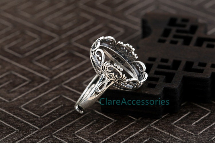 925 Sterling Silver Ring Blanks 13x18mm Oval Adjustable Ring - Etsy