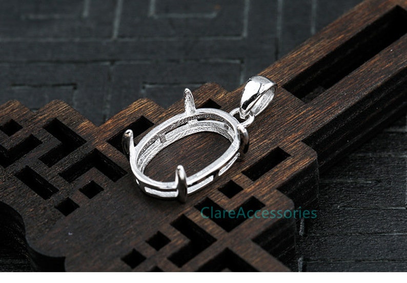 5-30mm Oval Sterling Silver Pendant Prong Bezels 925 Silver - Etsy