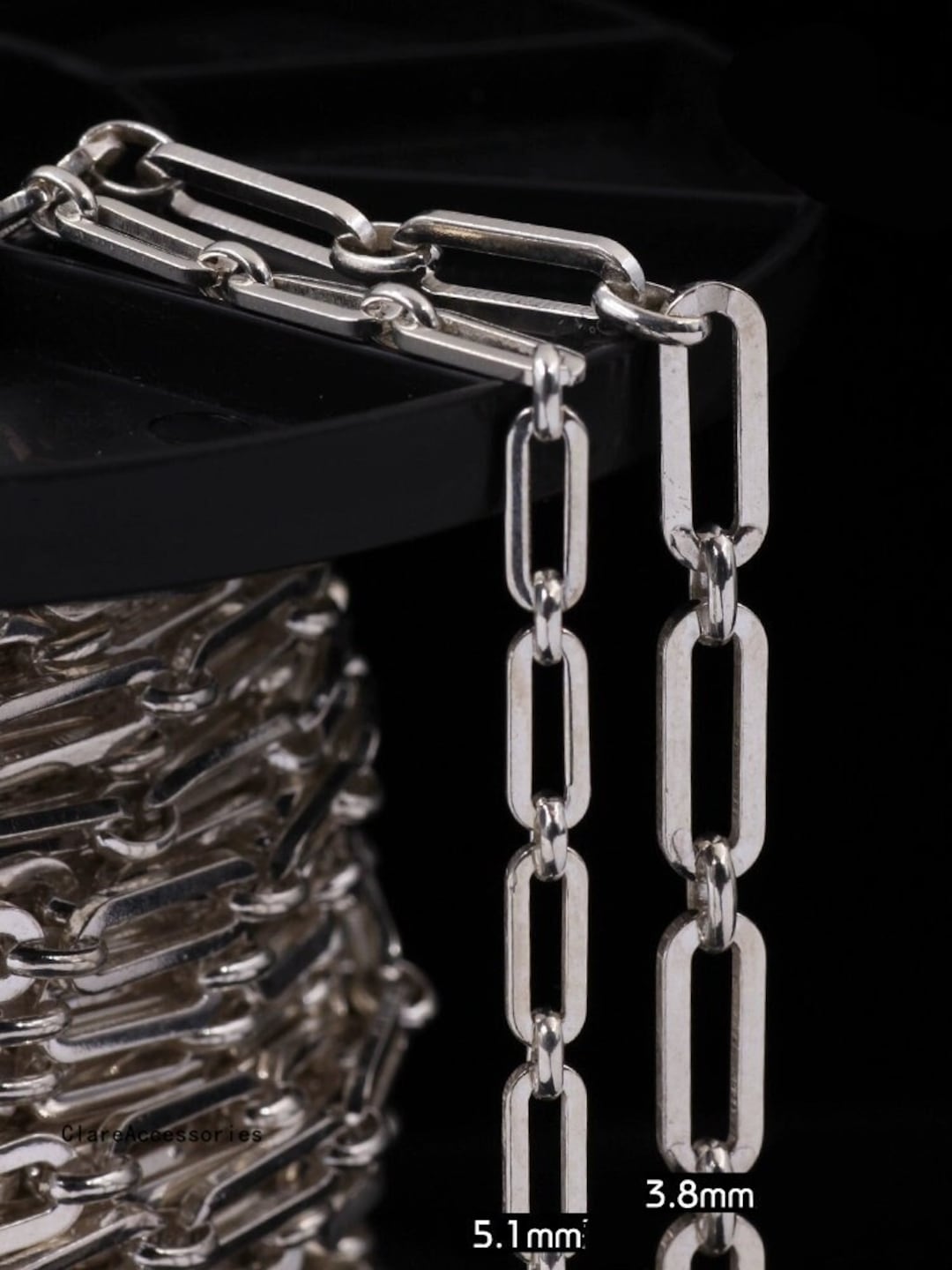 925 Silver Paper Clip Chains, 3.8mm 5.1mm, Sterling Silver Chain, for ...