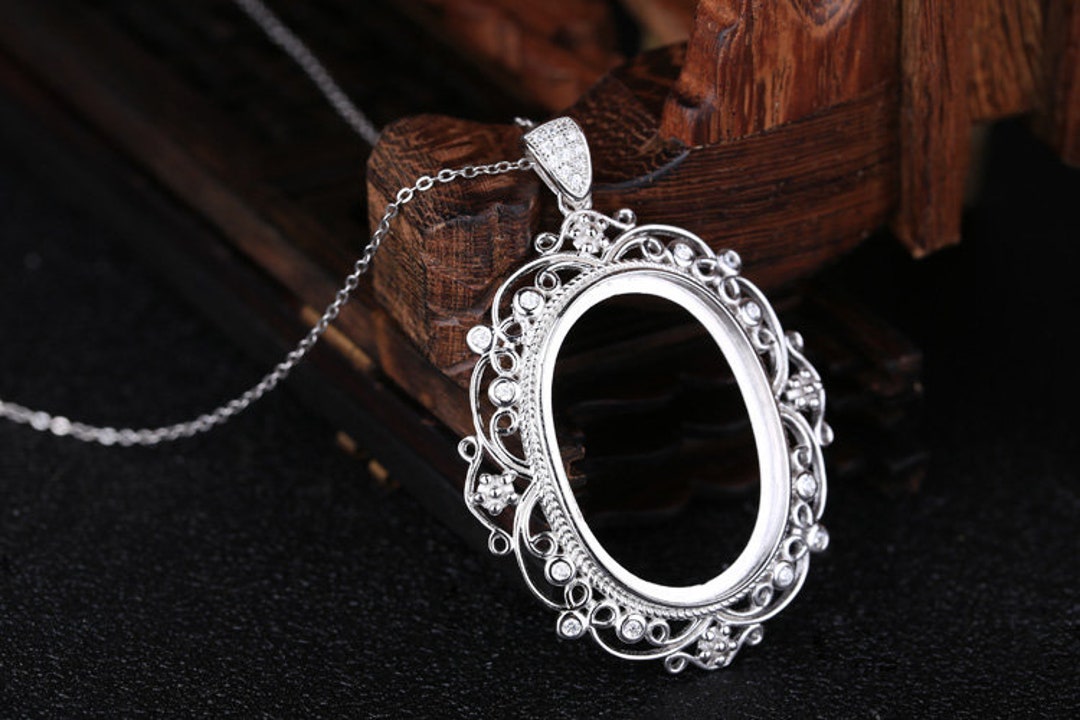 Sterling Silver Pendant Blanks, 22x30mm 27x35mm Oval, Stone Pendant ...