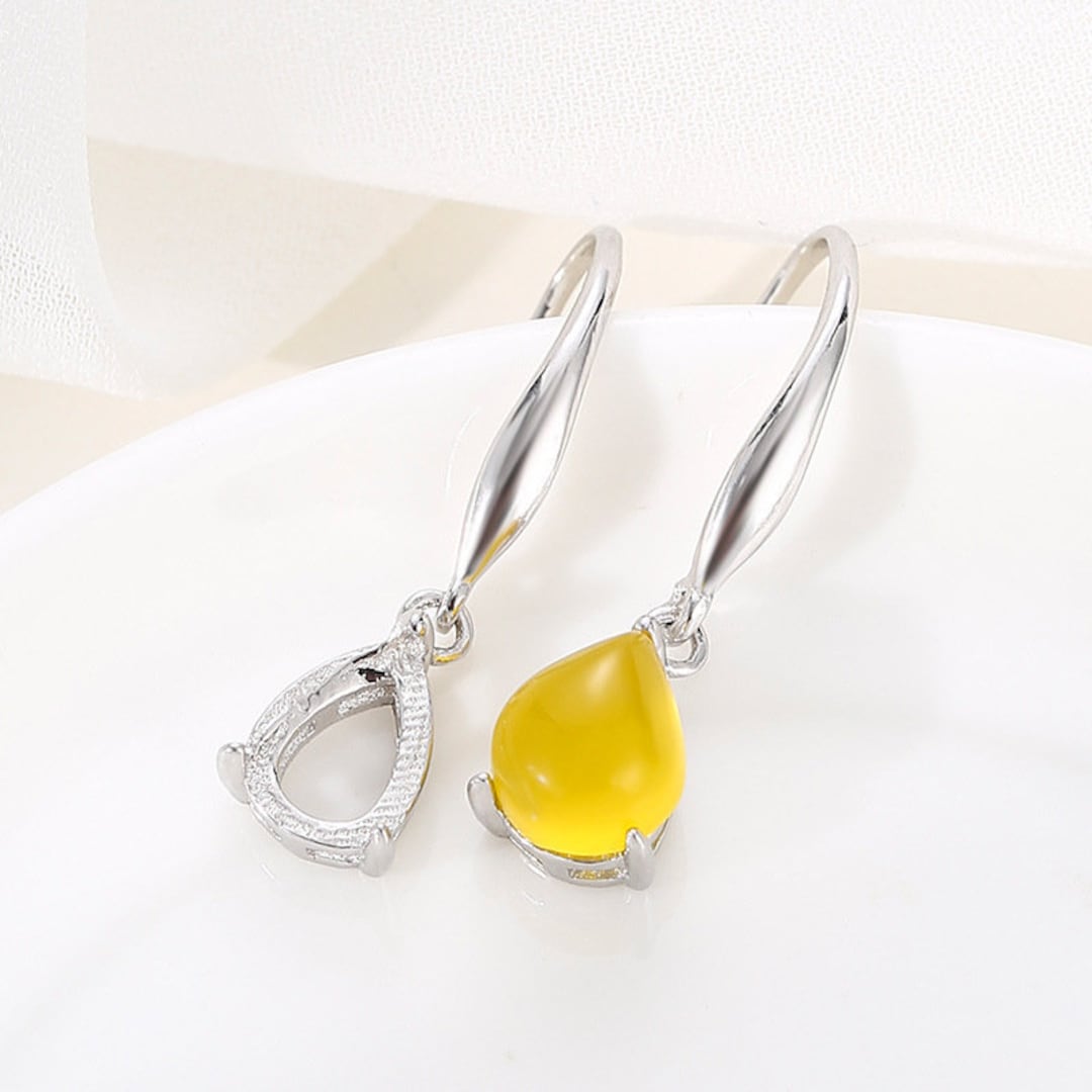 Sterling Silver Earring Blanks, 6x8mm 7x9mm 8x10mm Teardrop, 925 Solid ...