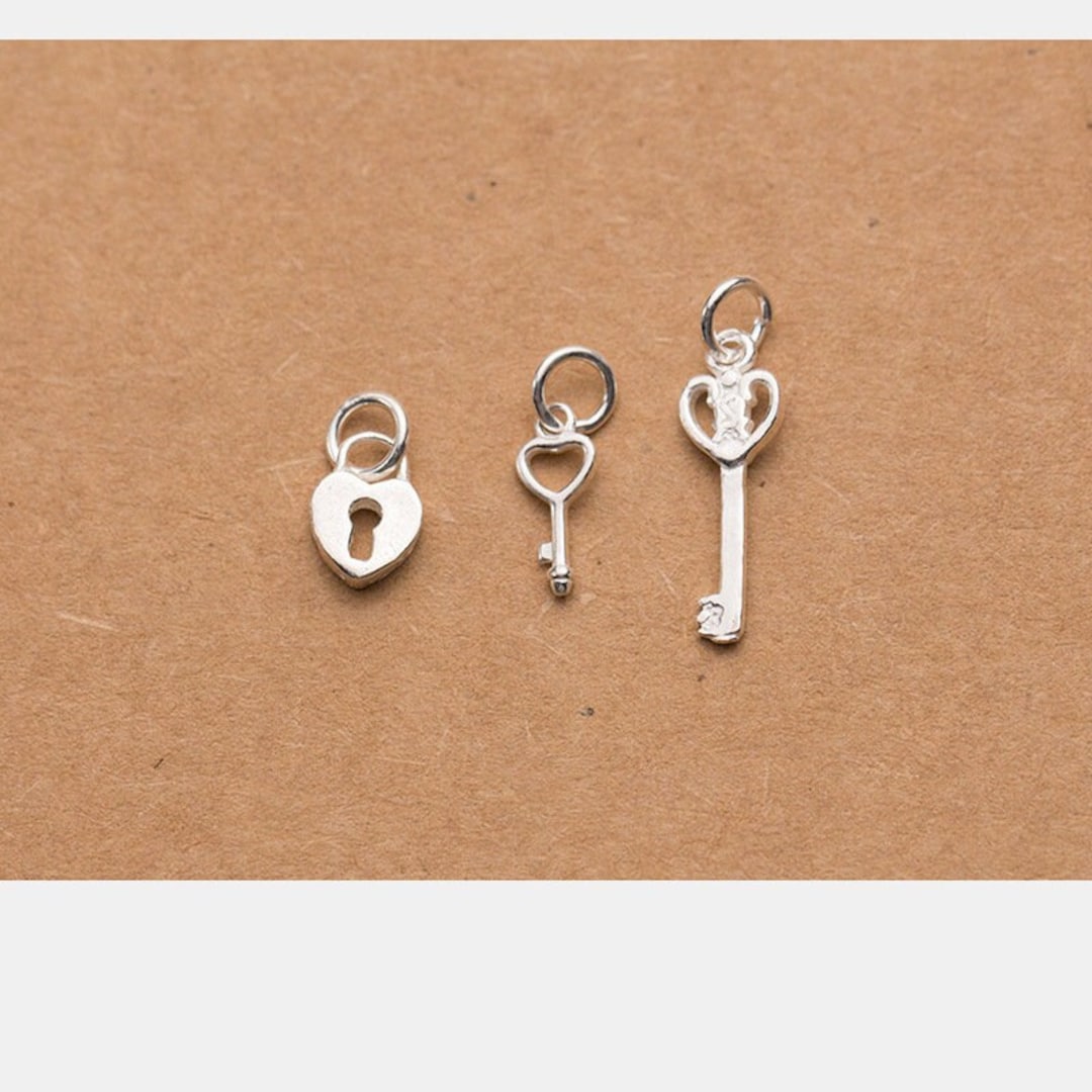 Sterling Silver Key Charms, Lock Charm, Key Lock Charm, Bracelet Charm ...