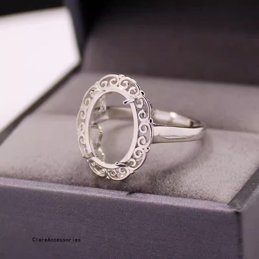 Sterling Silver Ring Settings, 8x10 12x16mm Oval Ring Blank, for ...
