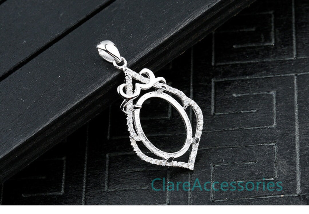 Sterling Silver Pendant Blanks, 12x16mm Oval, Stone Pendant Setting ...