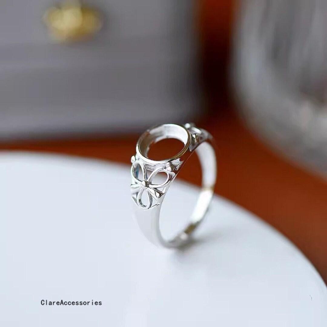 Sterling Silver Ring Settings, 8x8mm Round Ring Blank, for Gemstone ...